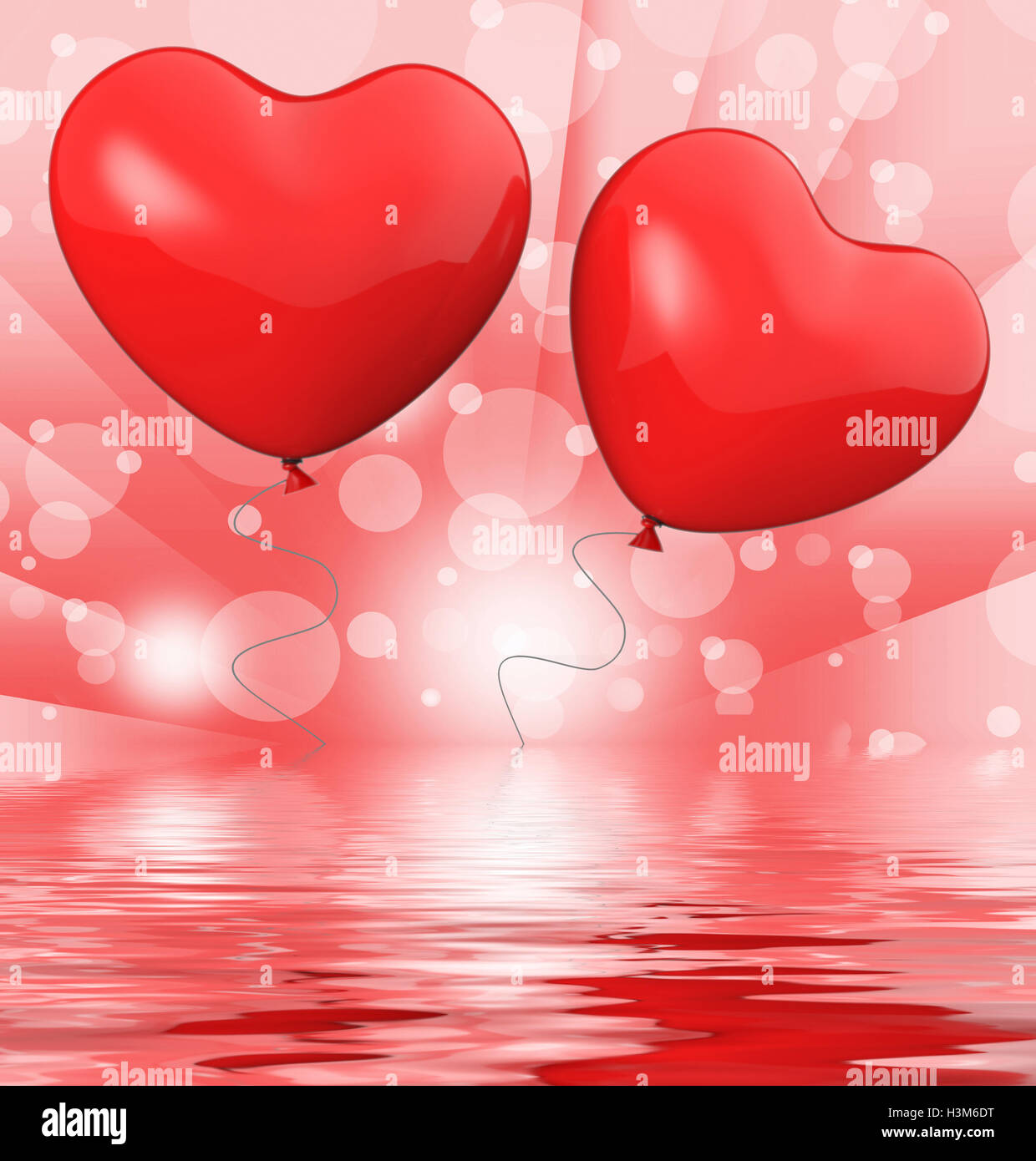 Heart Balloons Displays Love Wedding And Marriage Stock Photo - Alamy