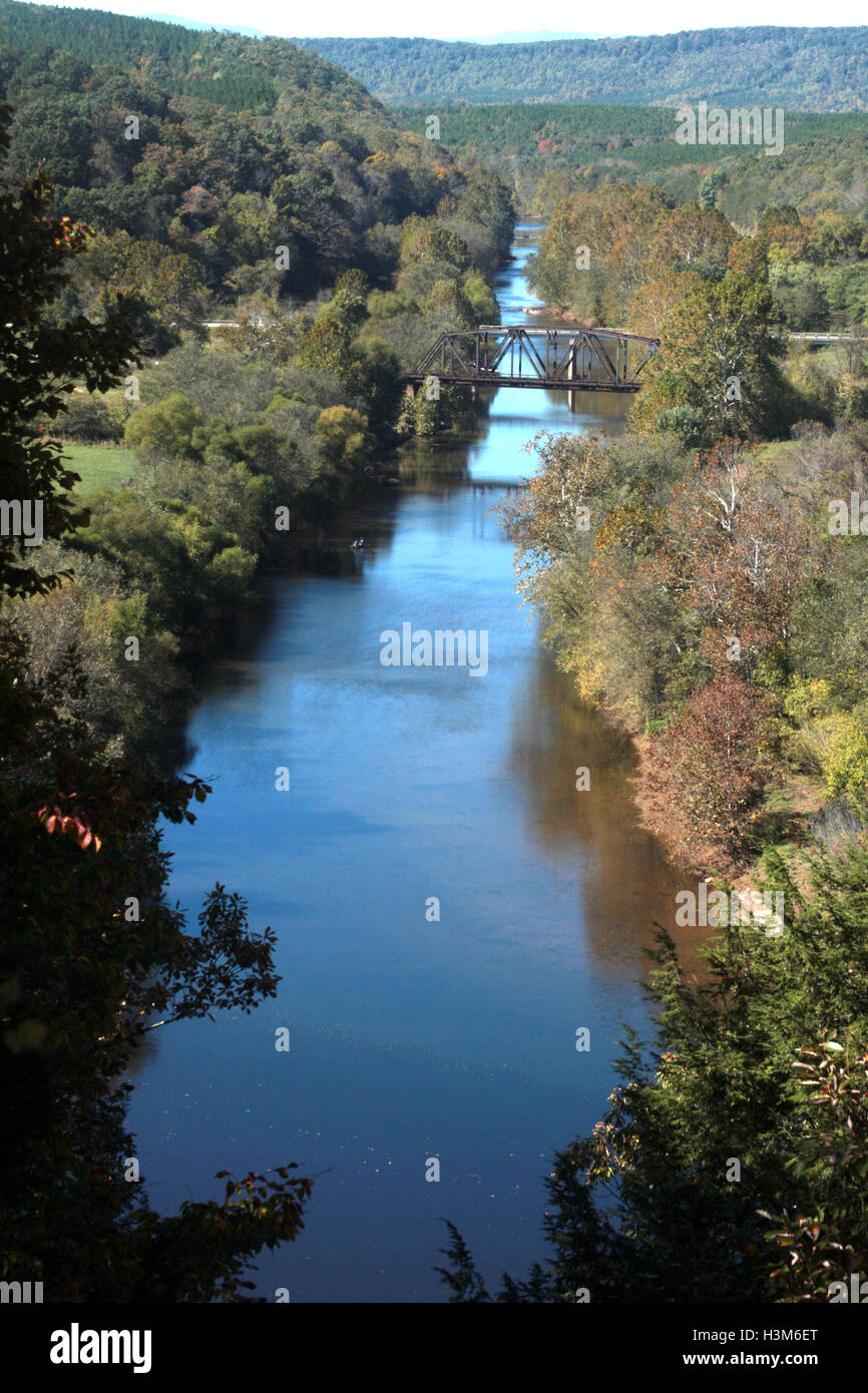 Autumn landscape in Nelson County, Virginia, USA. Tye River just west ...