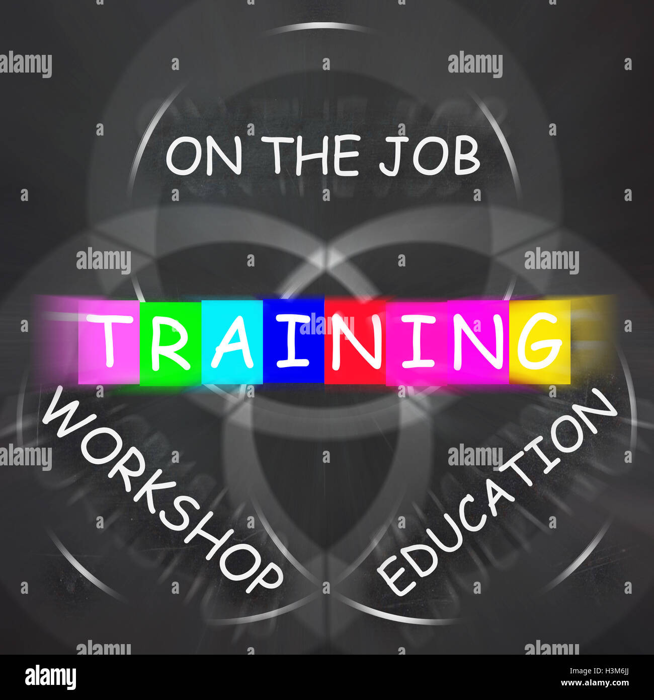 Training Displays on the Job or Educational Workshop Words Stock Photo ...