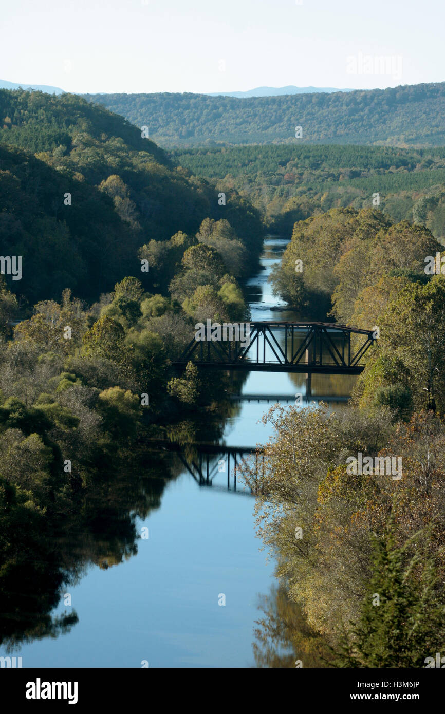 Autumn landscape in Nelson County, Virginia, USA. Tye River just west ...