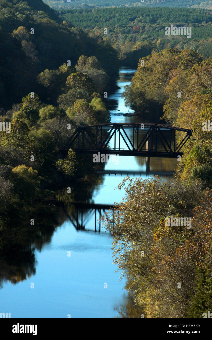 Autumn landscape in Nelson County, Virginia, USA. Tye River just west ...