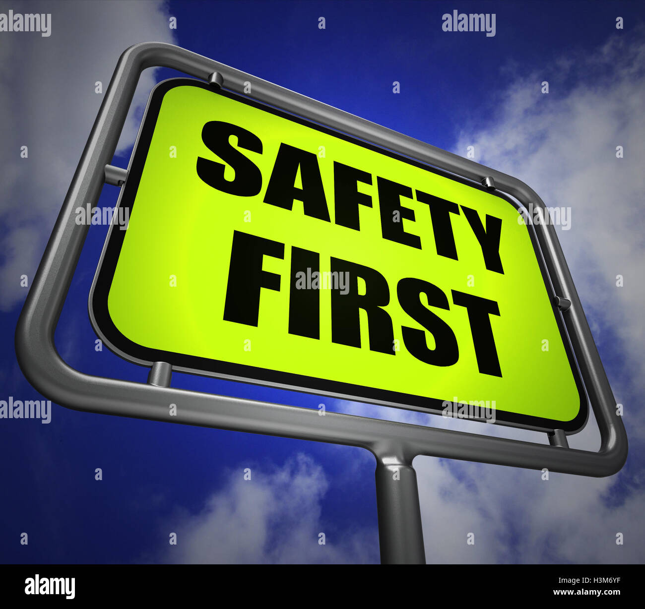 Safety First Signpost Indicates Prevention Preparedness and Secu Stock ...