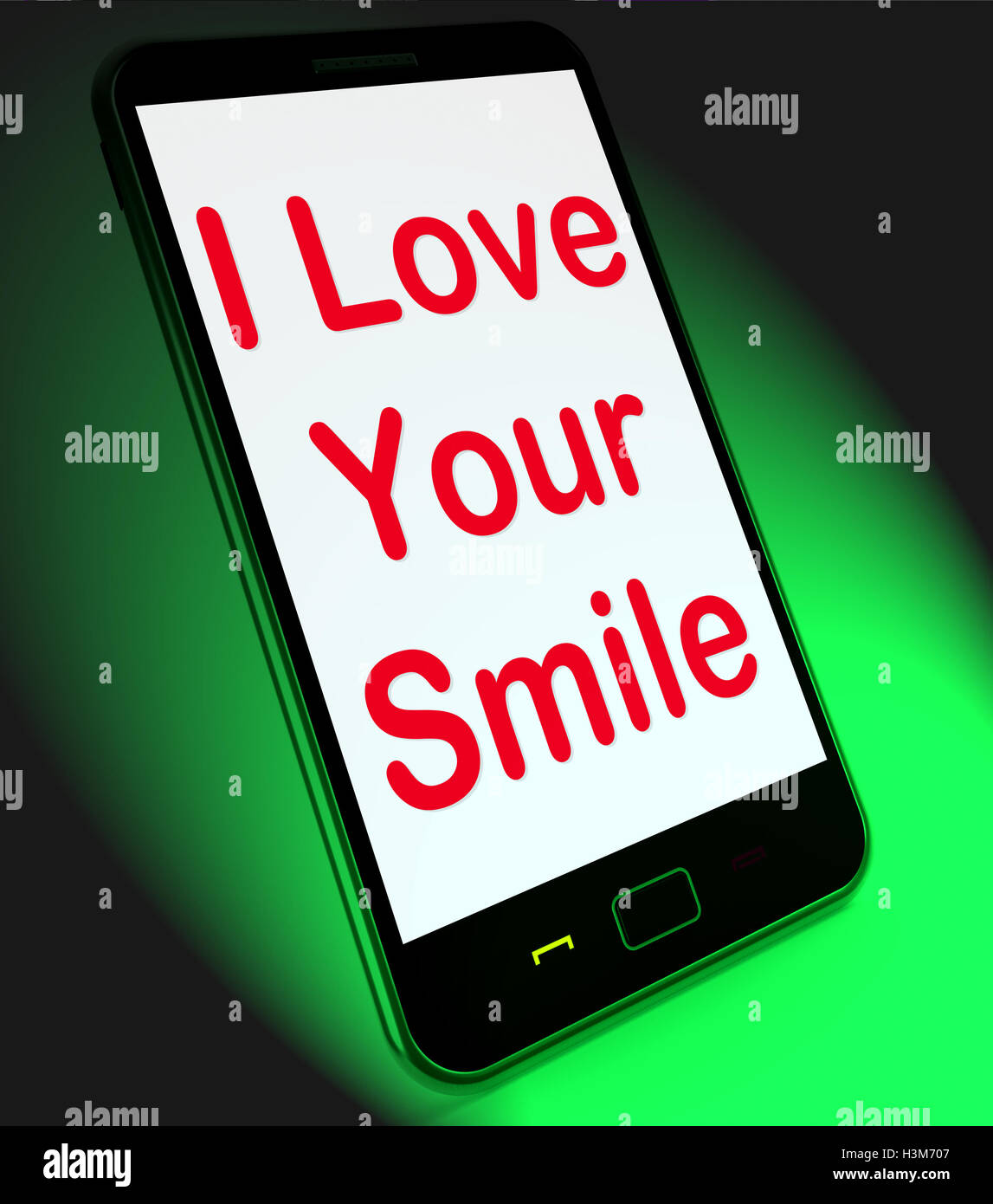 I Love Your Smile On Mobile Means Happy Smiley Expression Stock Photo ...