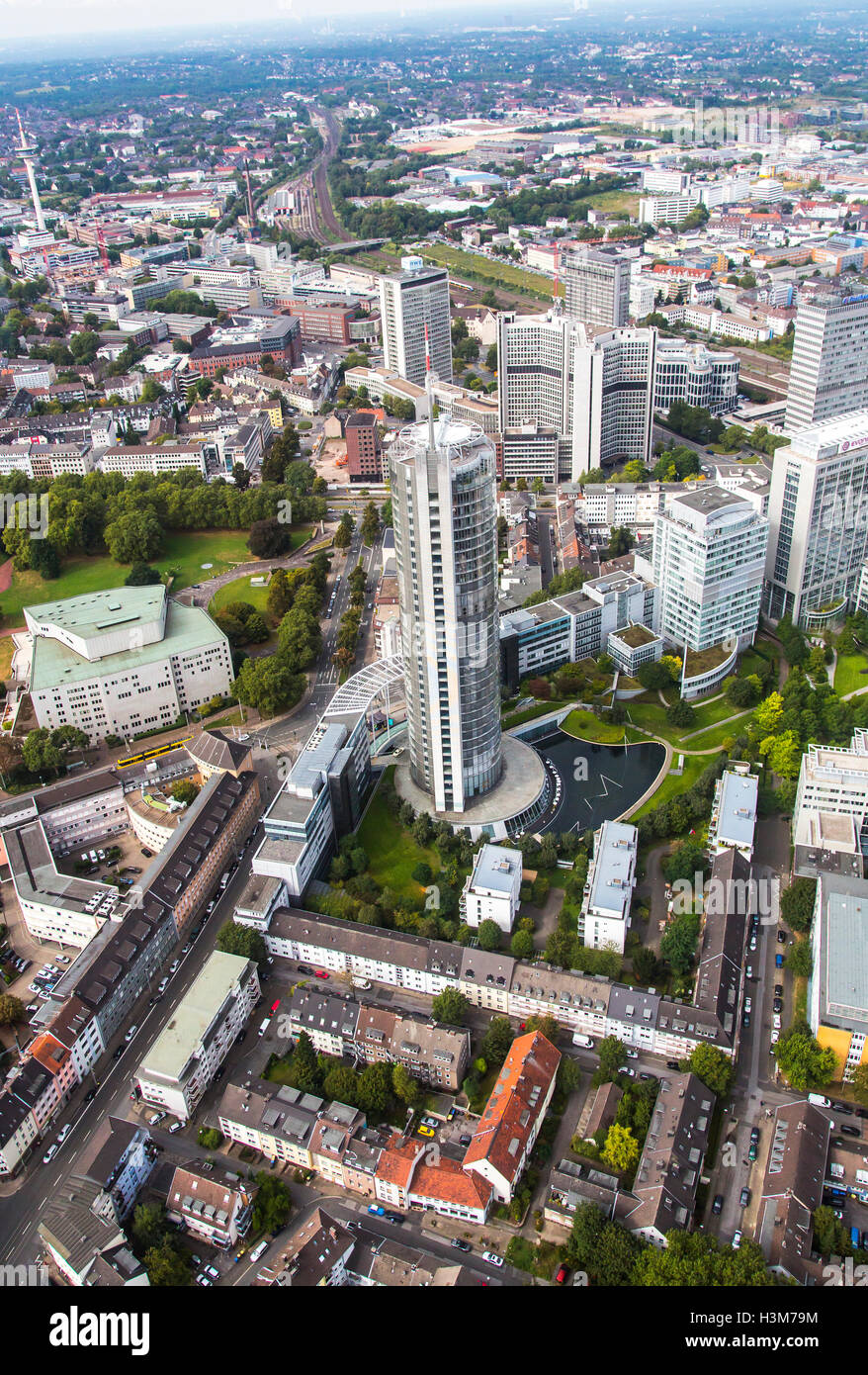 Areal shot of the city of Essen, Germany, city center, downtown area ...
