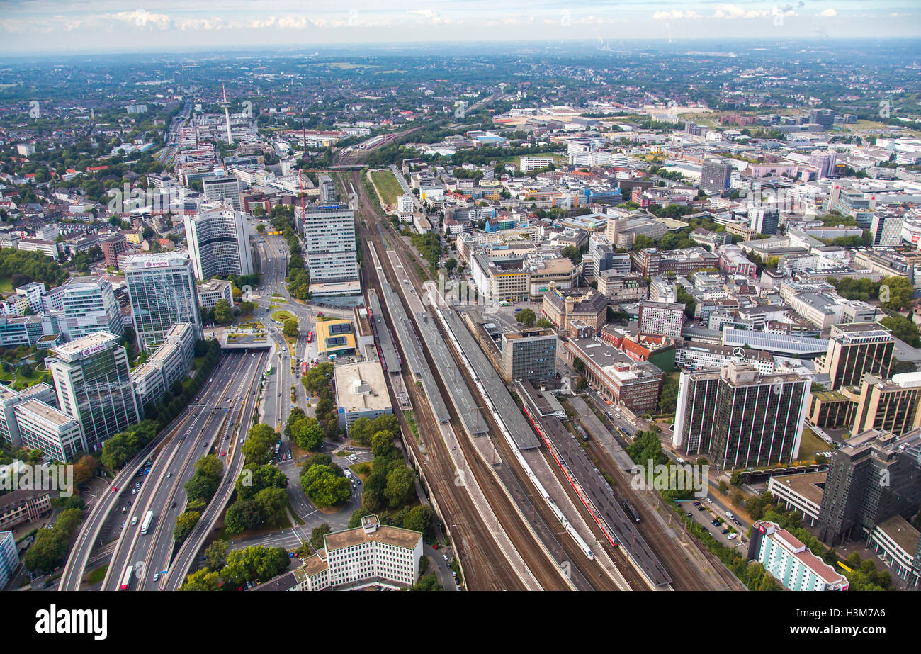 Areal shot of the city of Essen, Germany, city center, downtown area ...