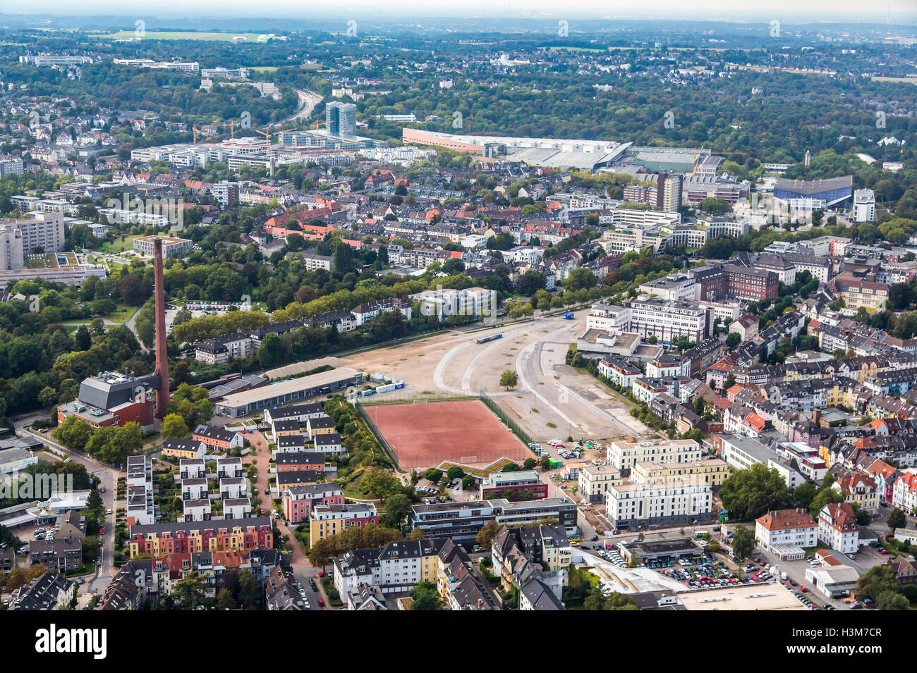Areal shot of the city of Essen, Germany, city center, downtown area ...