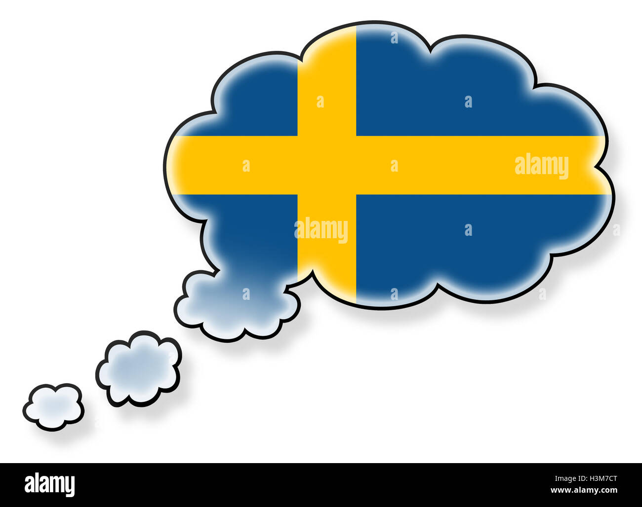 Flag in the cloud, isolated on white background Stock Photo - Alamy