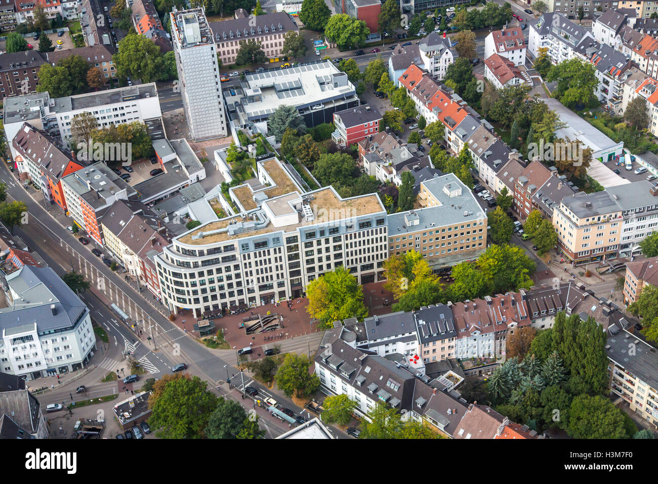Areal shot of the city of Essen, Germany, city center, downtown area ...