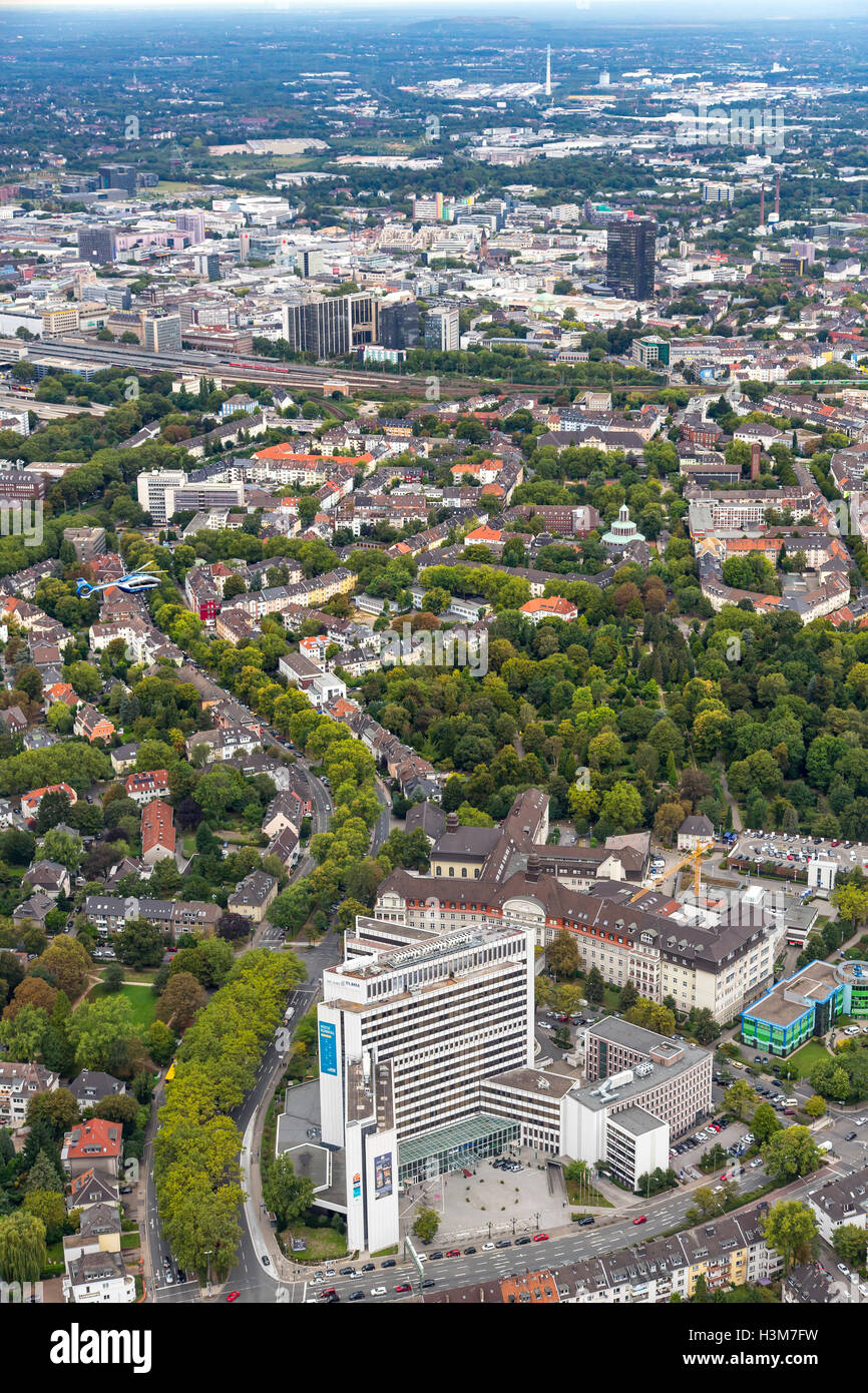 Areal shot of the city of Essen, Germany, city center, downtown area ...