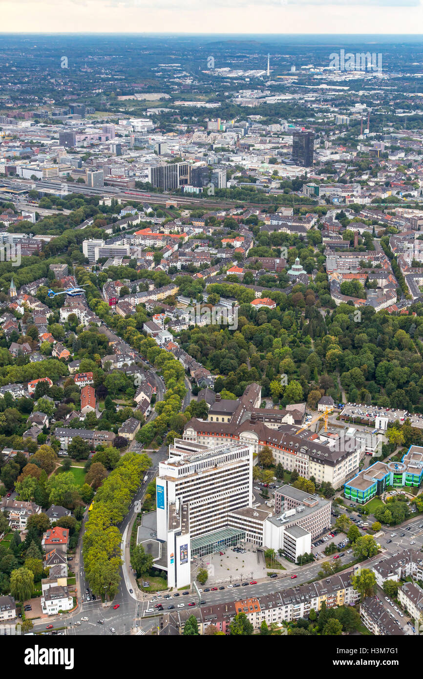 Areal shot of the city of Essen, Germany, city center, downtown area ...