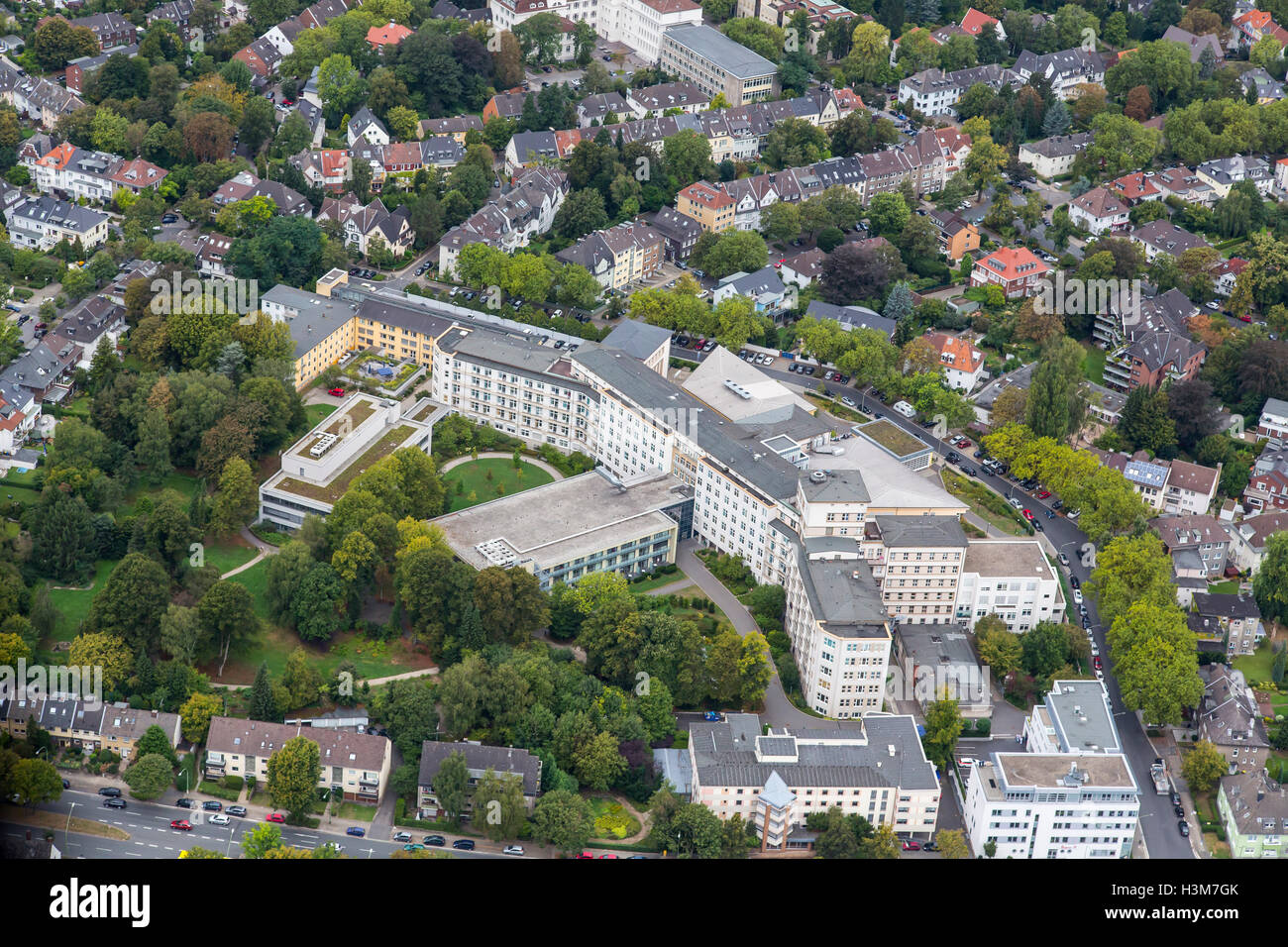 Areal shot of the city of Essen, Germany, city center, downtown area ...