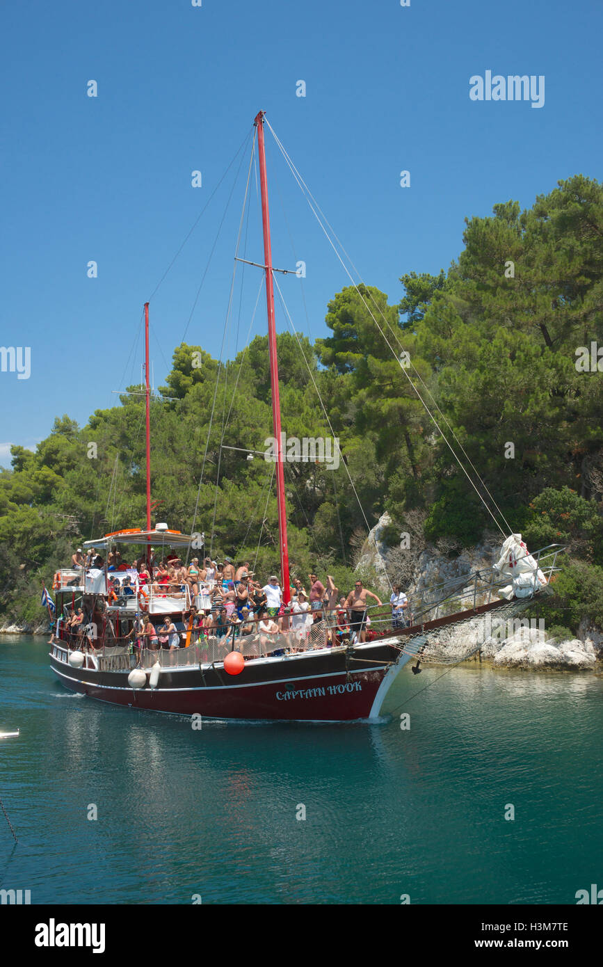 Captain Hook an overcrowded tourist boat Gaios port Paxos Ionian ...