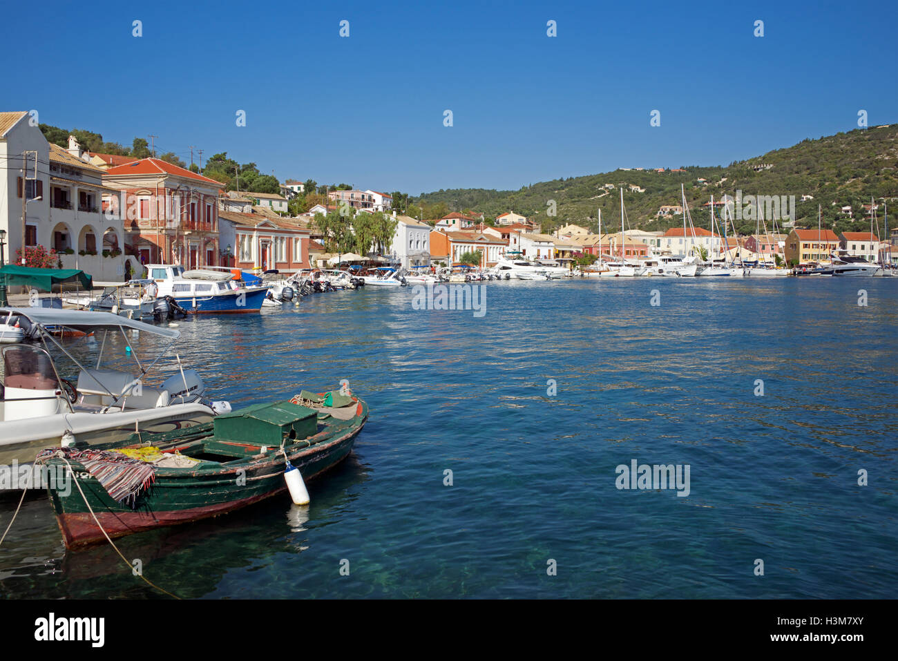 Panoramic view Gaios Harbour Paxos Ionian Islands Greece Stock Photo ...