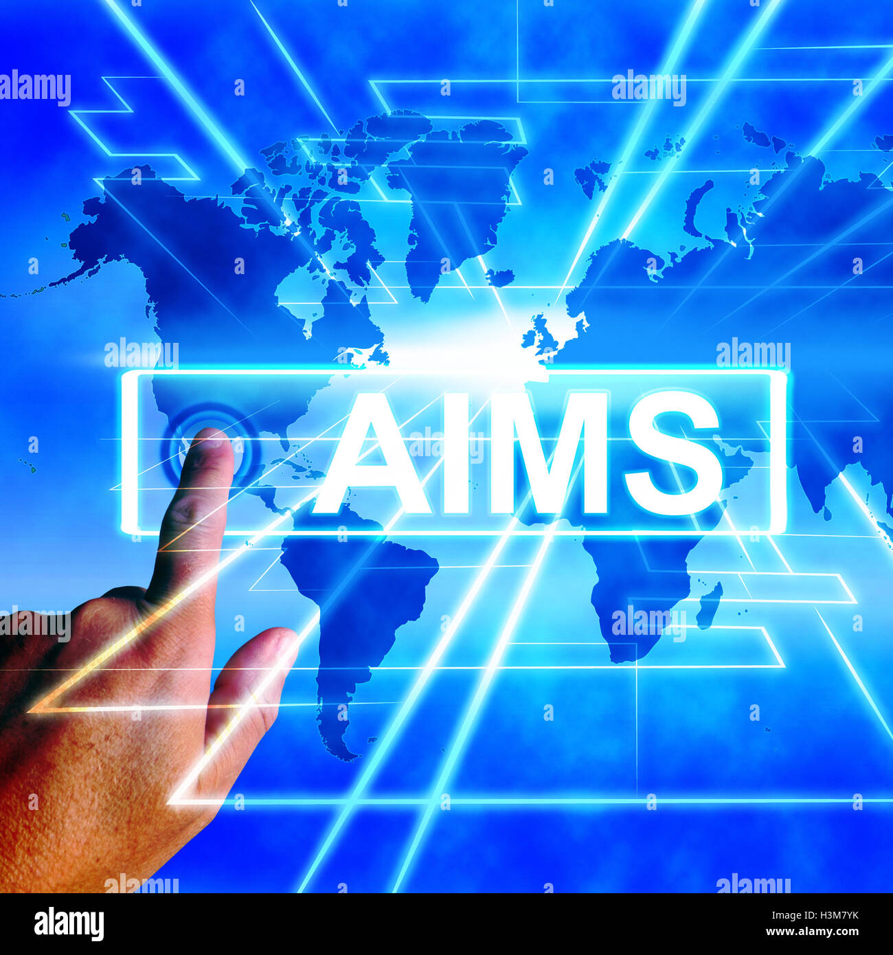 Aims Map Displays Internet Goals and Worldwide Aspirations Stock Photo ...