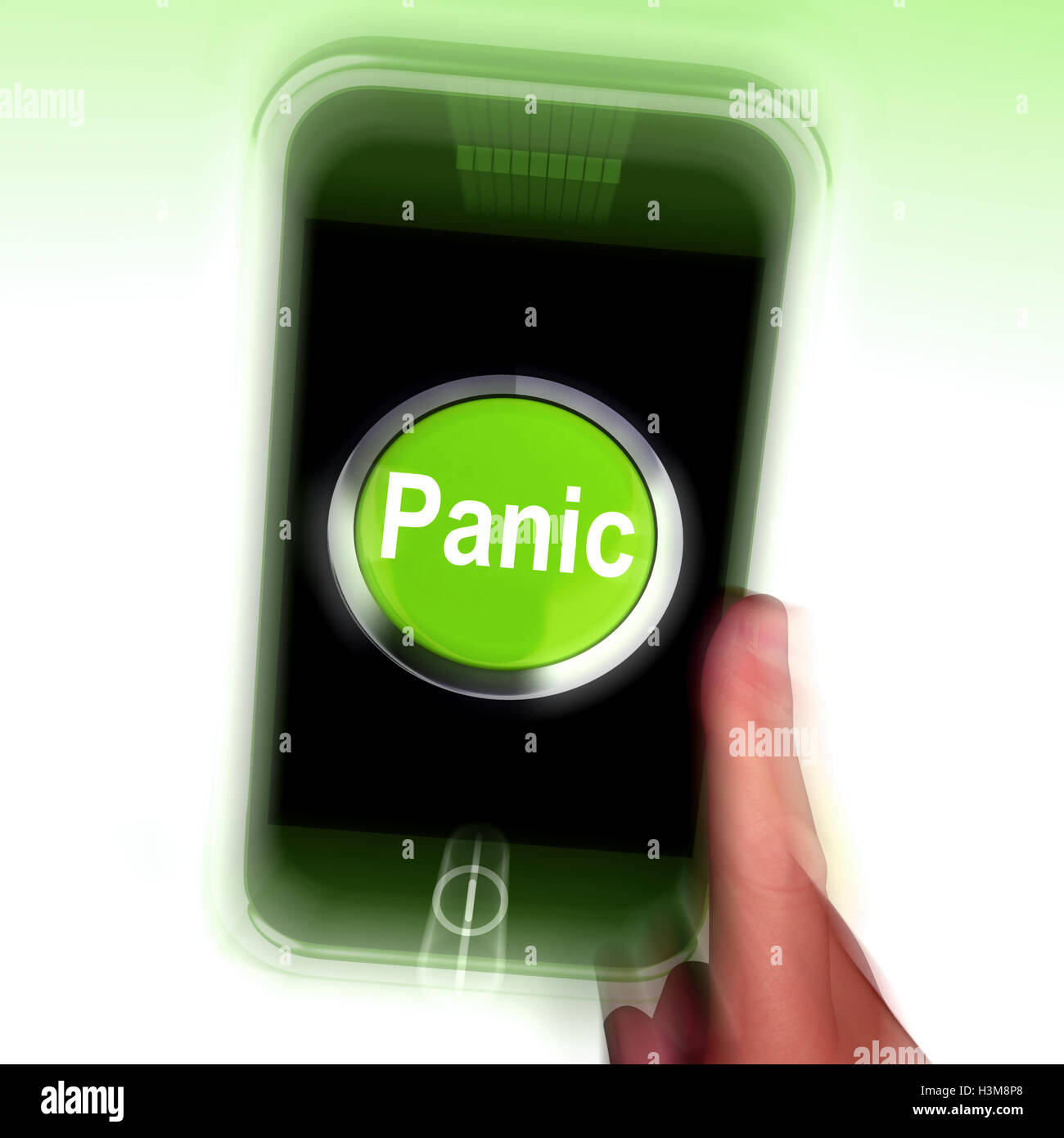 Panic Mobile Means Anxiety Distress And Alarm Stock Photo - Alamy