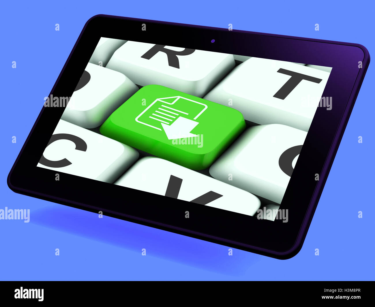 Download File Key Tablet Shows Downloaded Software Or Data Stock Photo ...