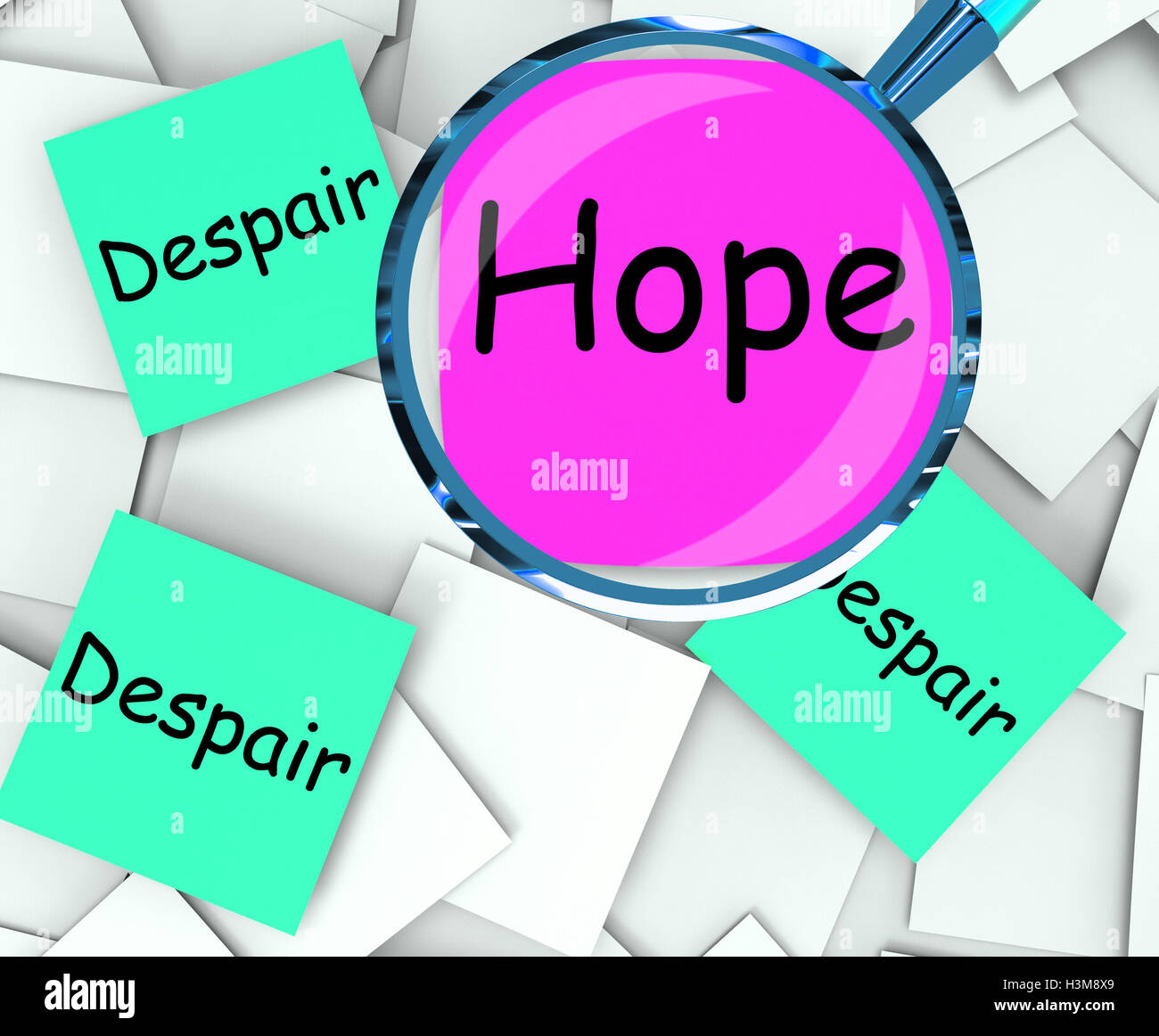 Hope Despair Post-It Papers Show Wishing Or Desperate Stock Photo - Alamy