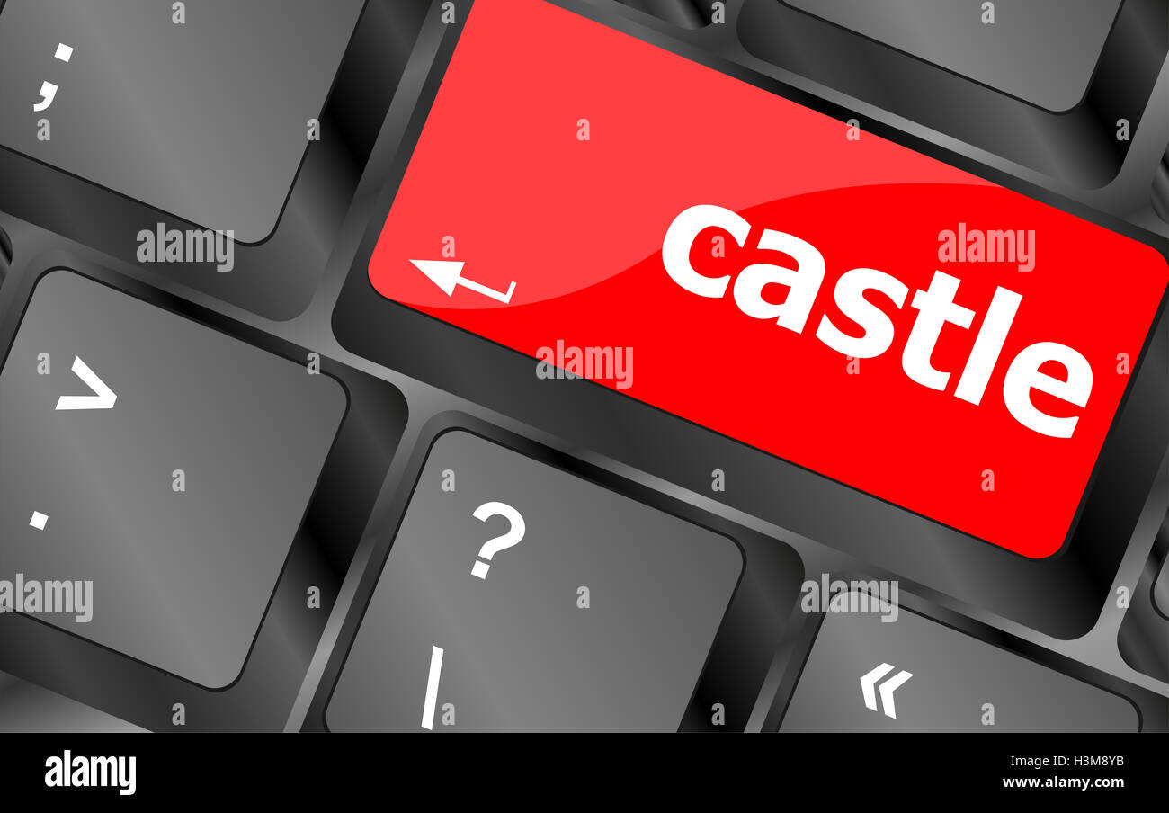 Modern computer keyboards enter keys with castle word Stock Photo - Alamy