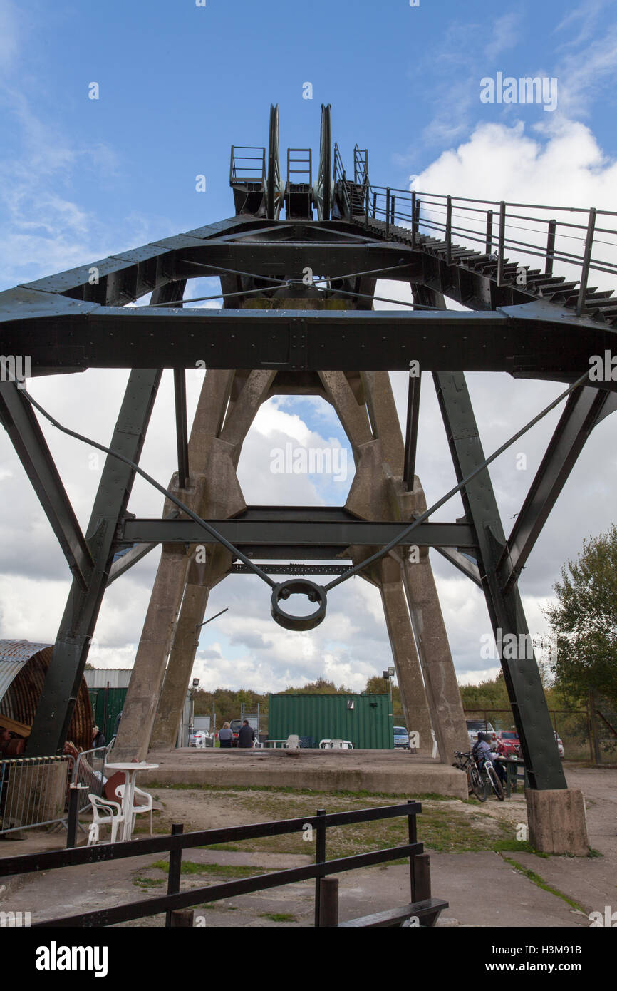 Pleasley Pit is a preserved coal mine winding house in Derbyshire, UK ...