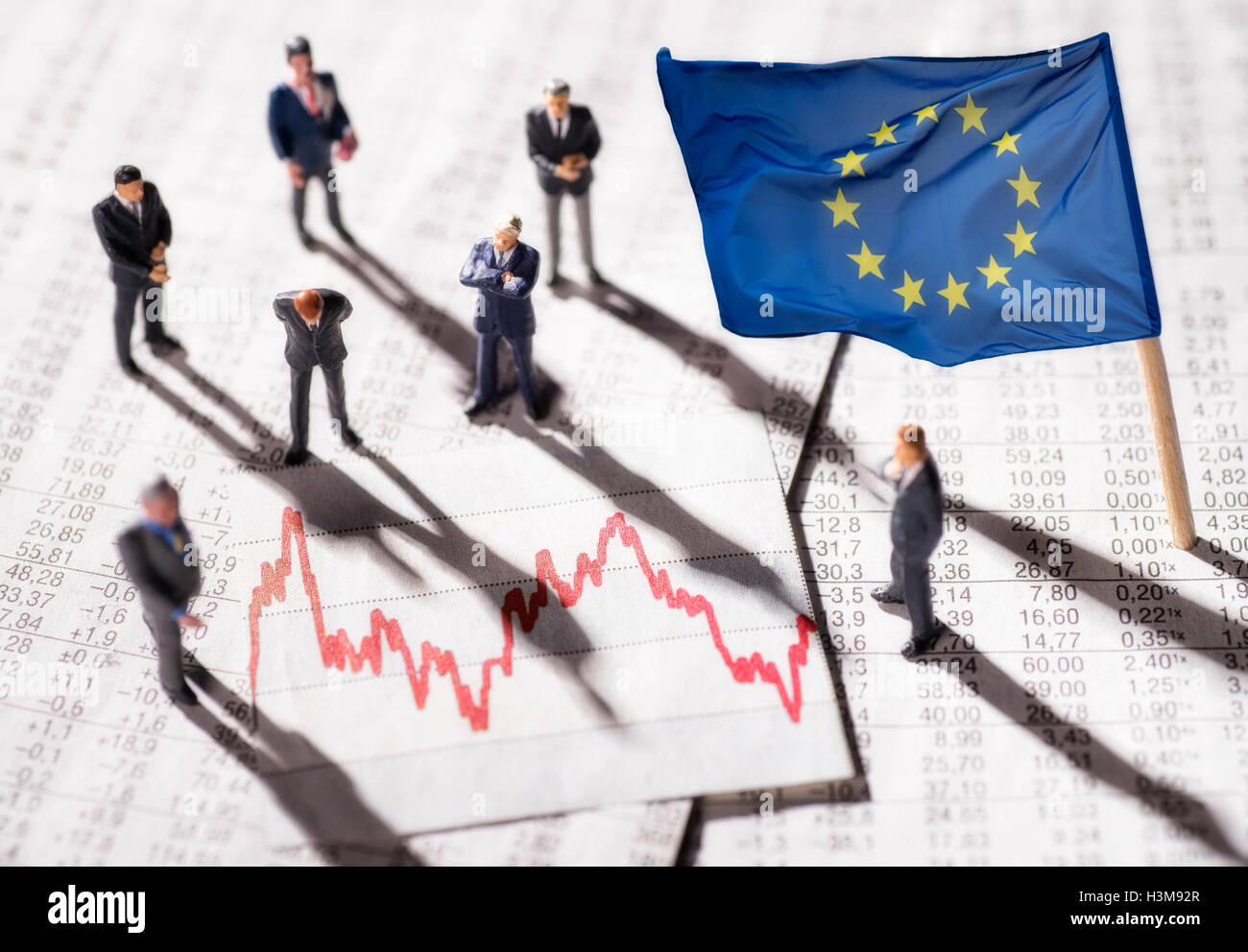 Manager with chart and the flag of the European Union Stock Photo - Alamy