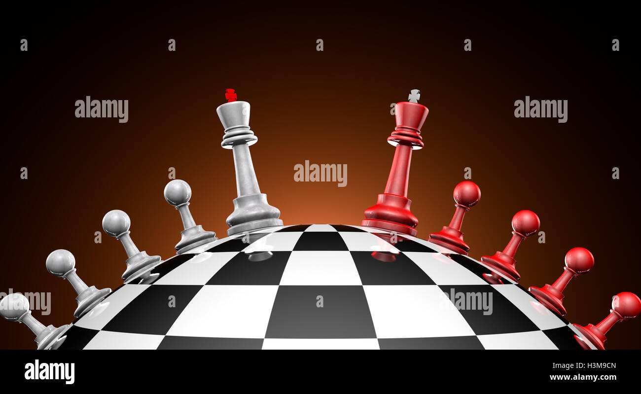 Chess red and gray on the chess field (symbol-political dialogue). 3D ...