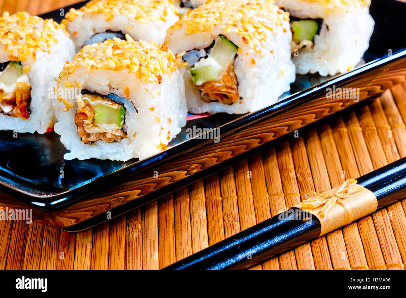 delicious traditional Japanese rolls close-up Stock Photo - Alamy