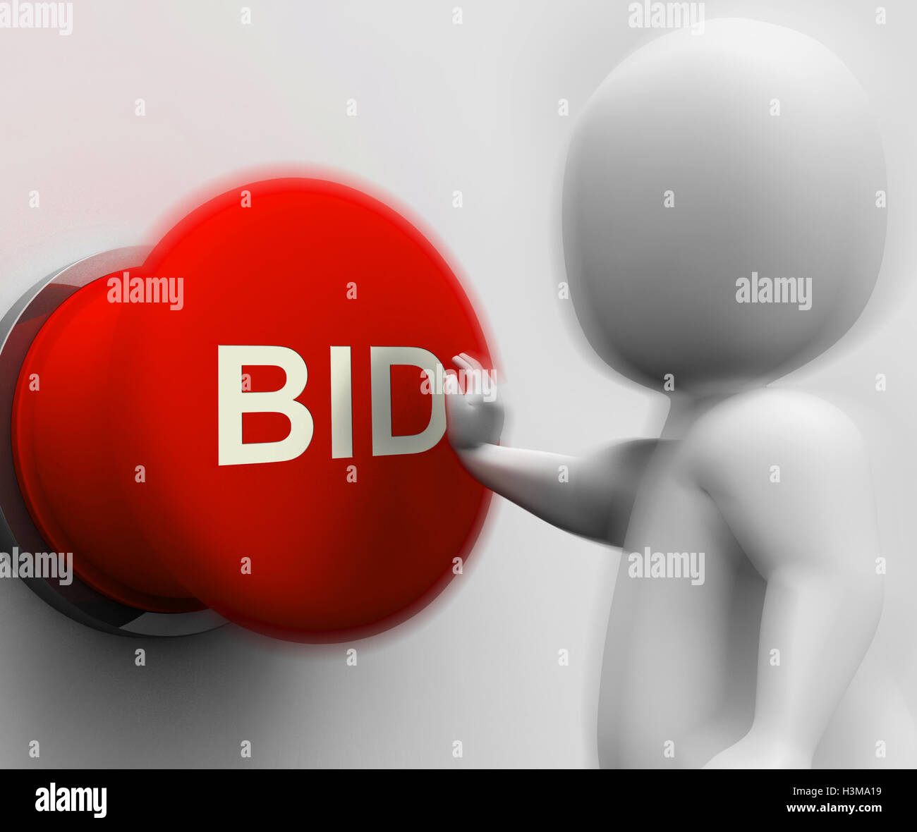 Bid Pressed Shows Auction Bidding And Reserve Stock Photo - Alamy