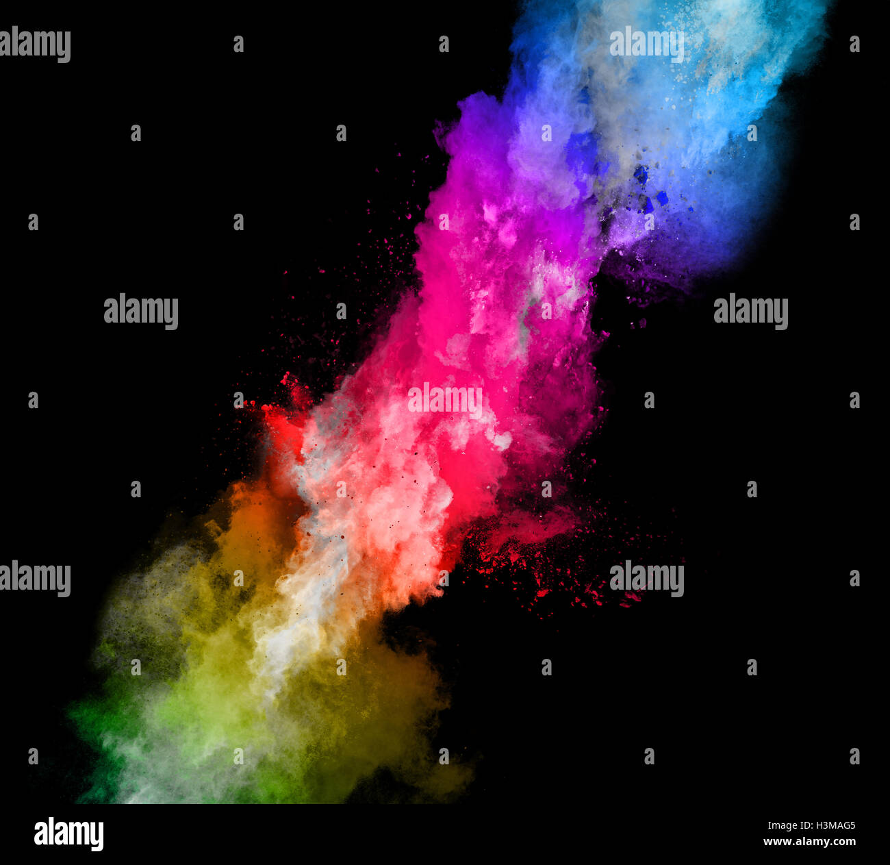 Explosion of colored powder, isolated on black background Stock Photo ...
