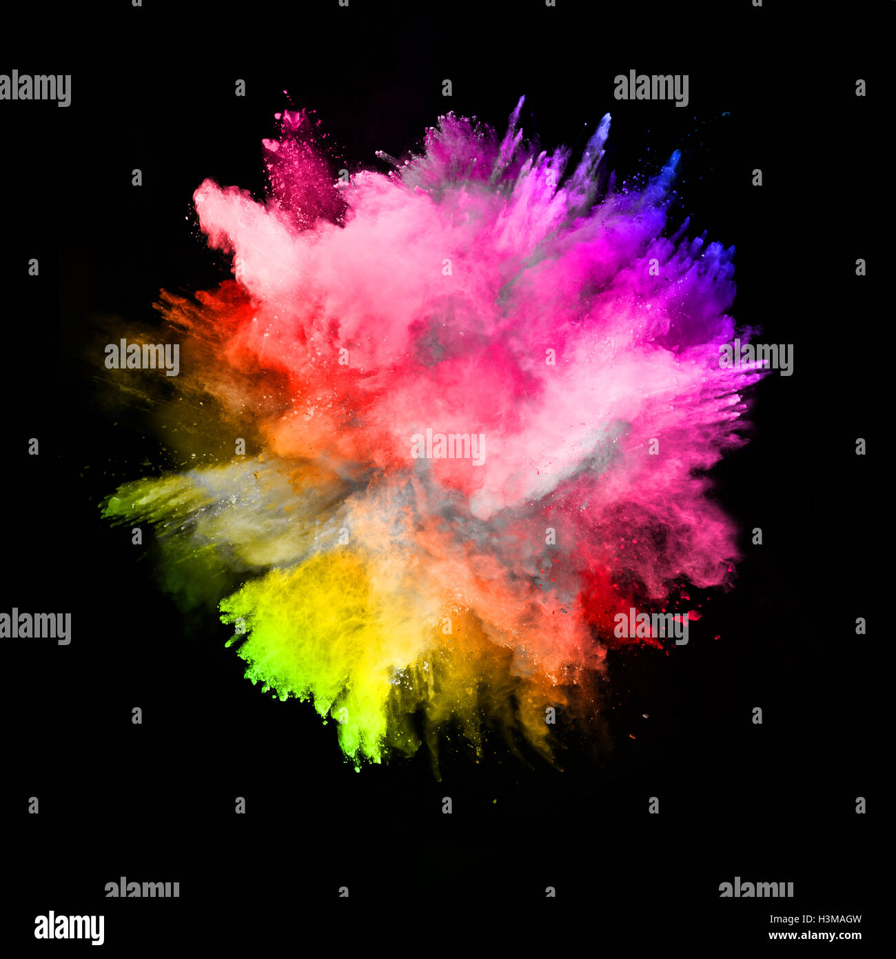 Explosion of colored powder, isolated on black background Stock Photo ...