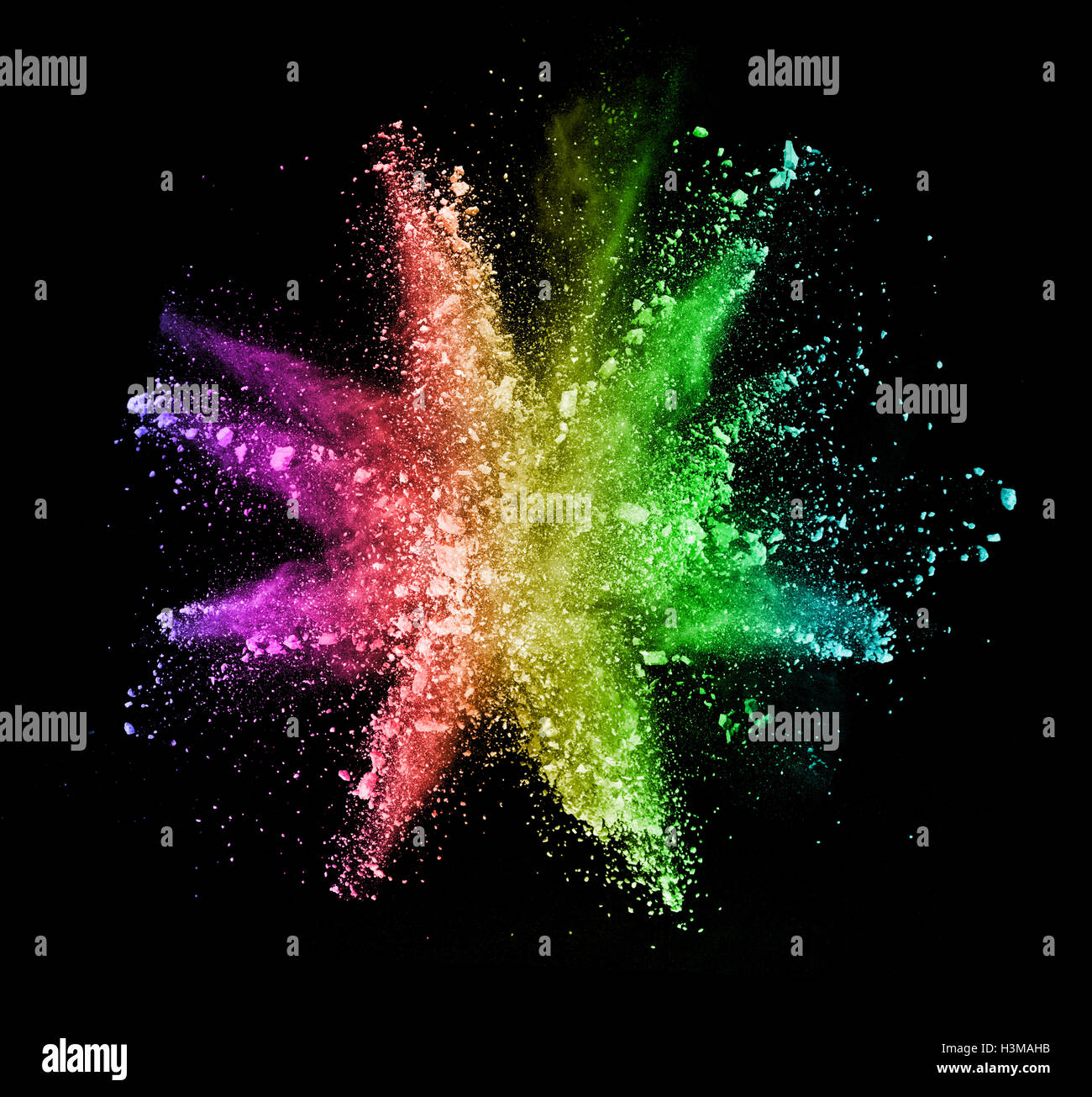 Explosion of colored powder, isolated on black background Stock Photo ...