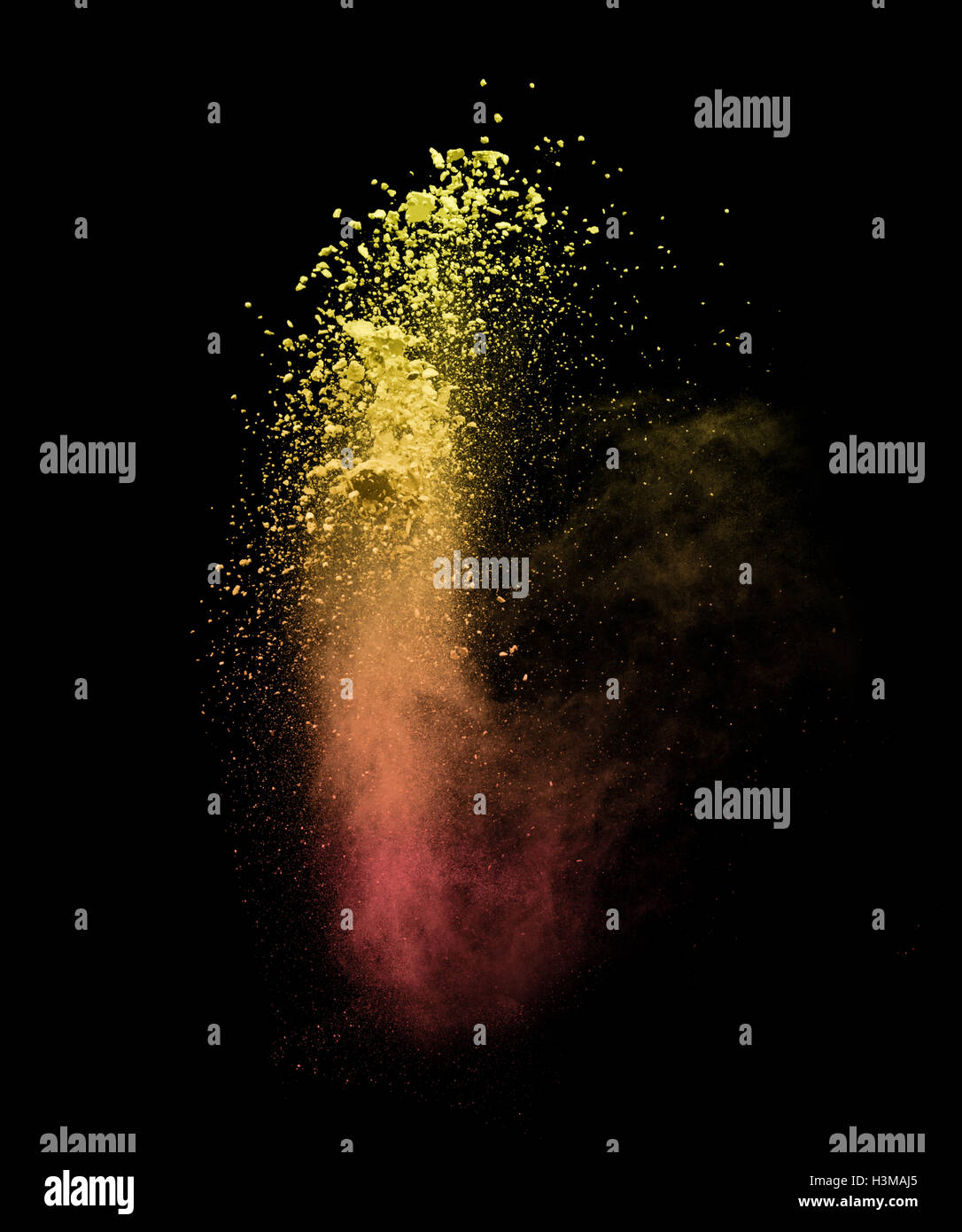 Explosion of colored powder, isolated on black background Stock Photo ...