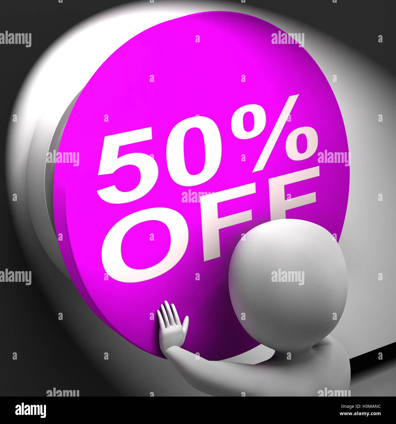 Fifty Percent Off Pressed Shows Half Price Or 50 Stock Photo - Alamy