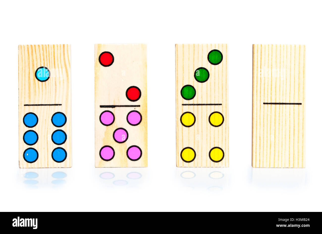 four different dominoes on white background Stock Photo - Alamy