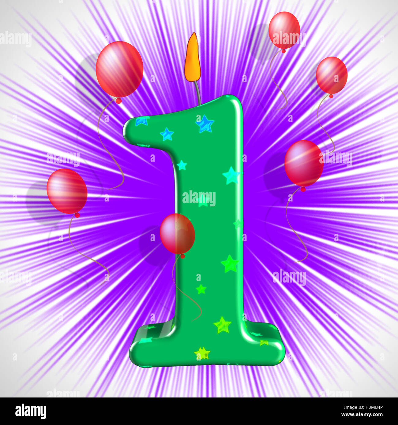 Number One Party Shows One Year Anniversary Or Birthday Stock Photo - Alamy