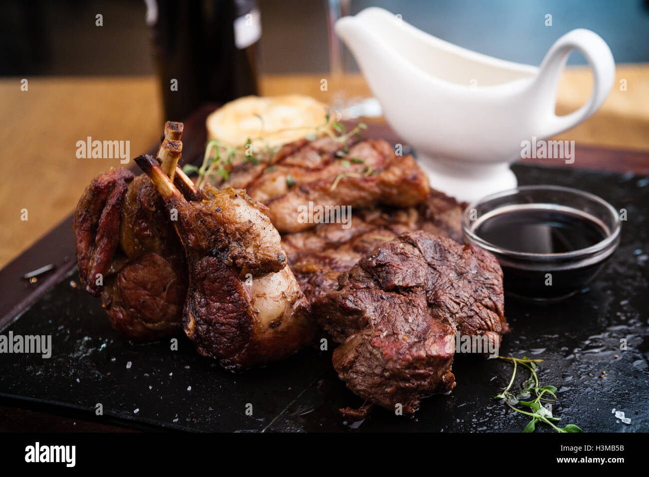 Assorted delicious steaks Stock Photo - Alamy
