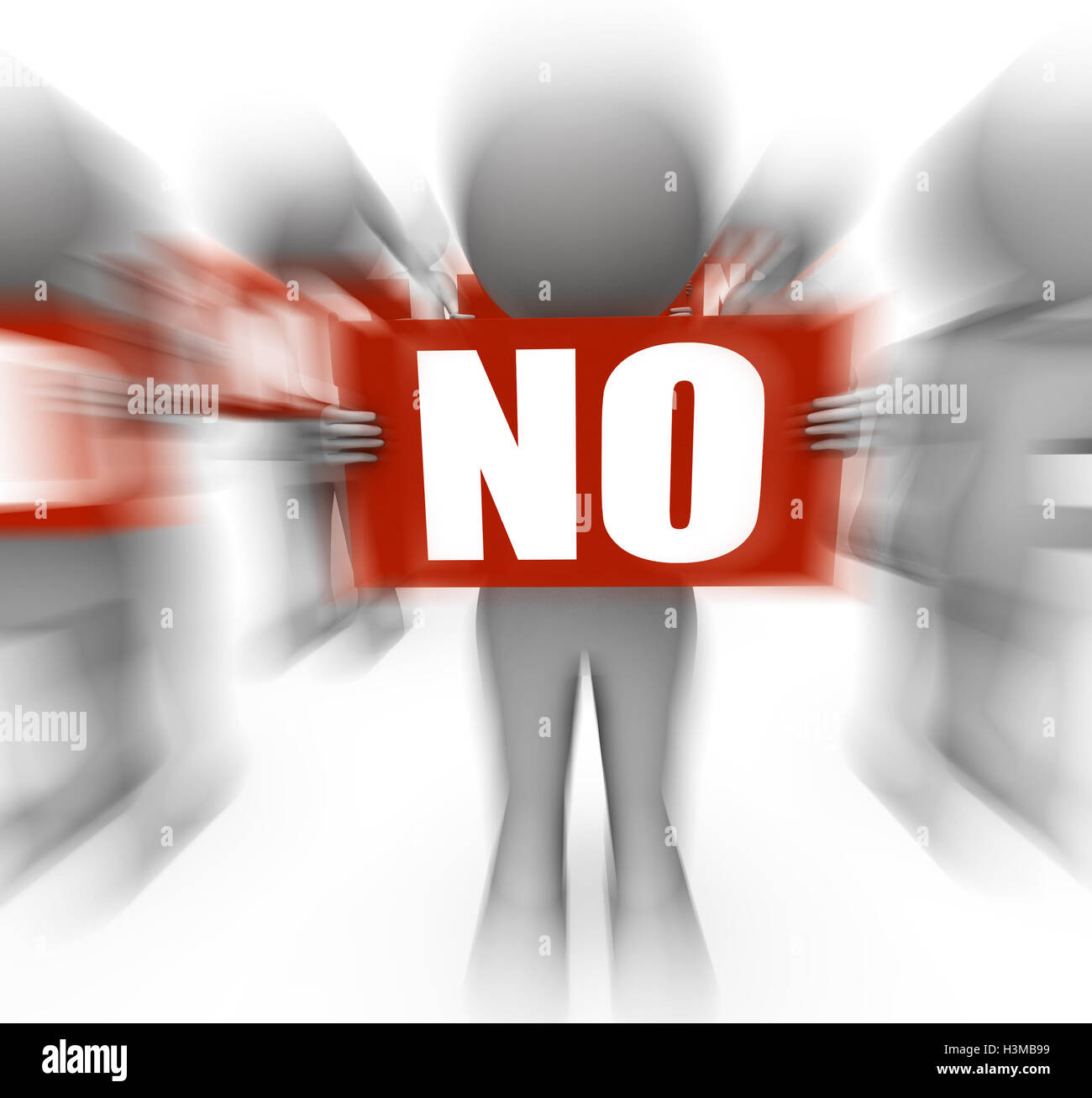 Characters Holding No Signs Displays Forbidden Or Closed Stock Photo ...