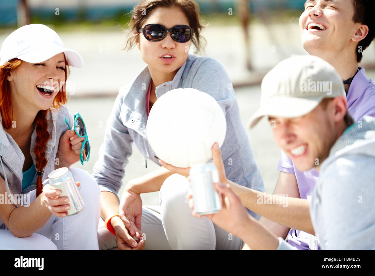 Volleyball players at break Stock Photo - Alamy