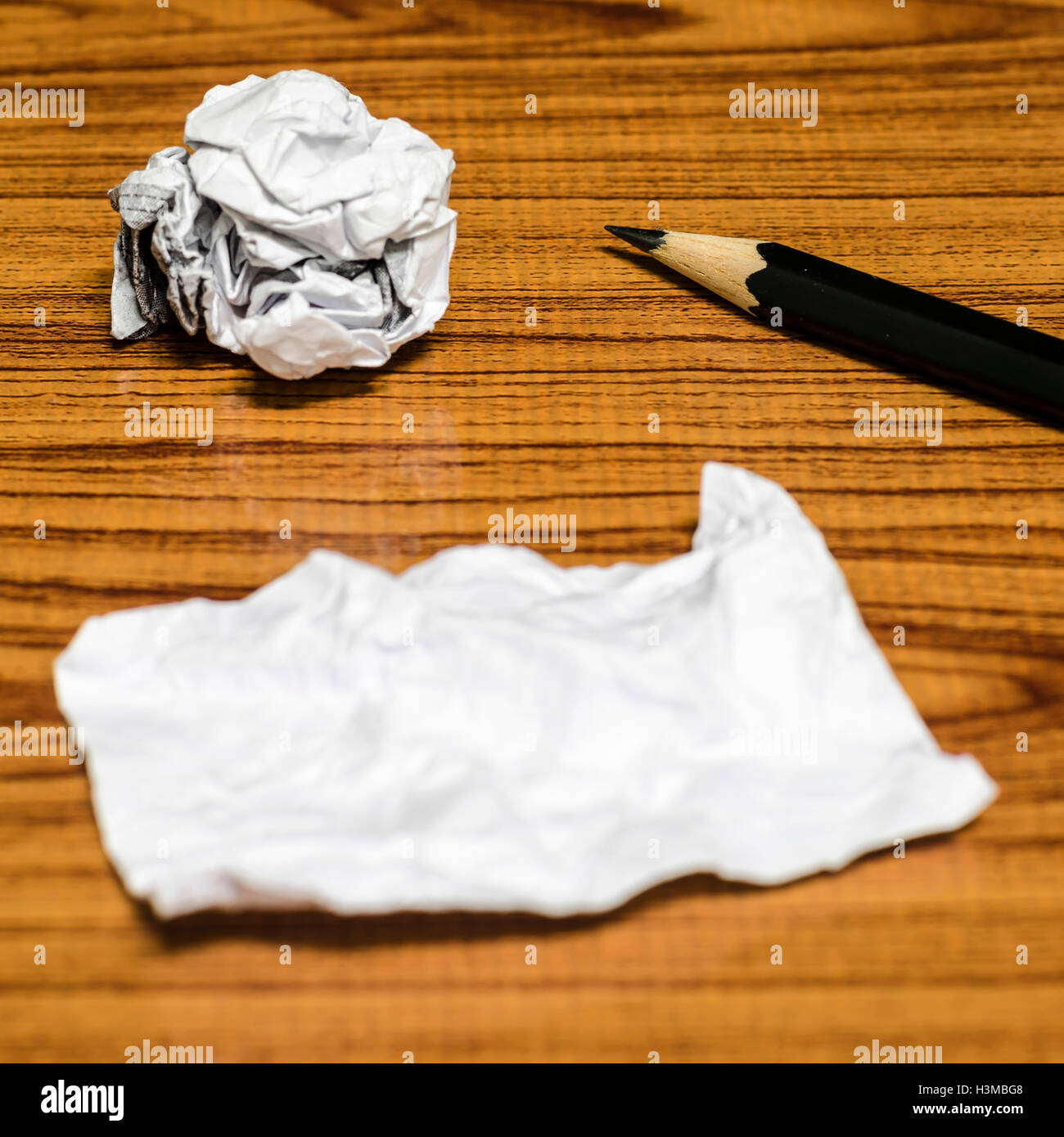paper scrap and crumpled with pencil Stock Photo - Alamy
