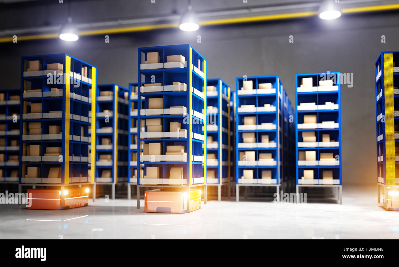 automated modern warehouse 3d image Stock Photo - Alamy