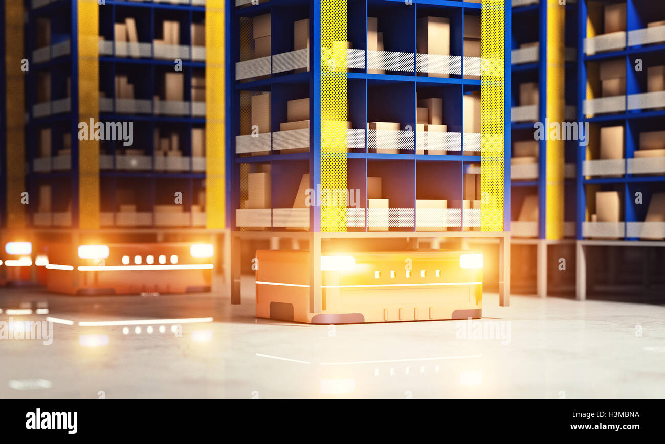 automated modern warehouse 3d image Stock Photo - Alamy
