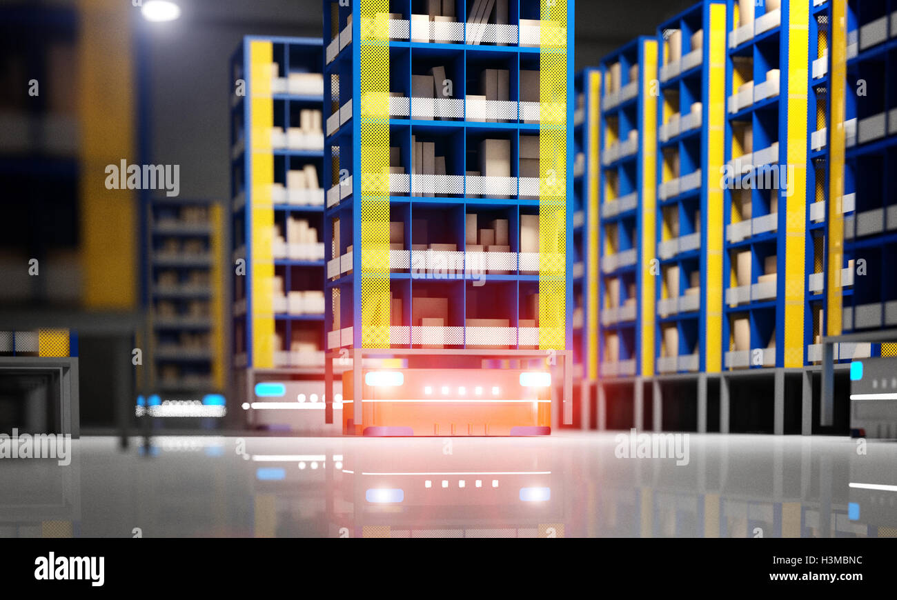 automated modern warehouse 3d image Stock Photo - Alamy