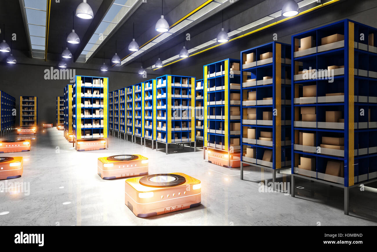 automated modern warehouse 3d image Stock Photo - Alamy