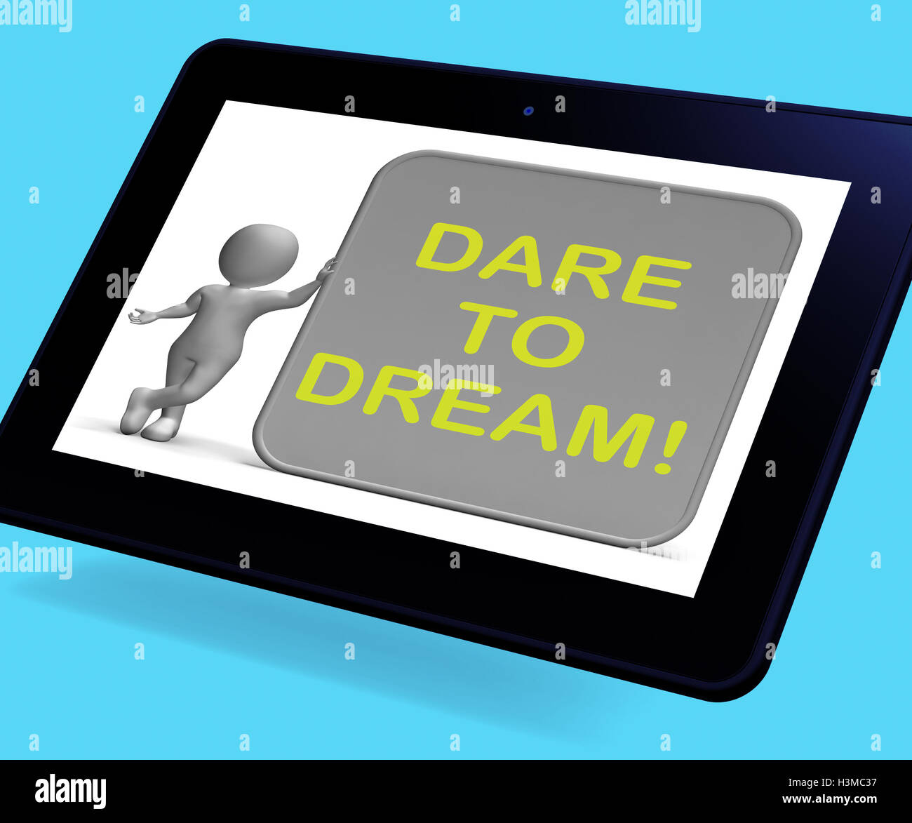 Dare To Dream Tablet Shows Wishes And Aspirations Stock Photo - Alamy