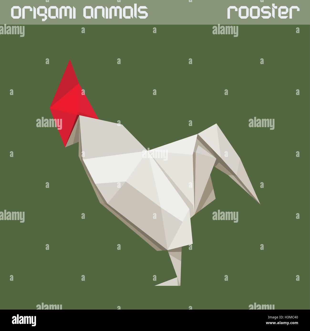 Vector origami isolated animal. White triangle Rooster Stock Vector ...