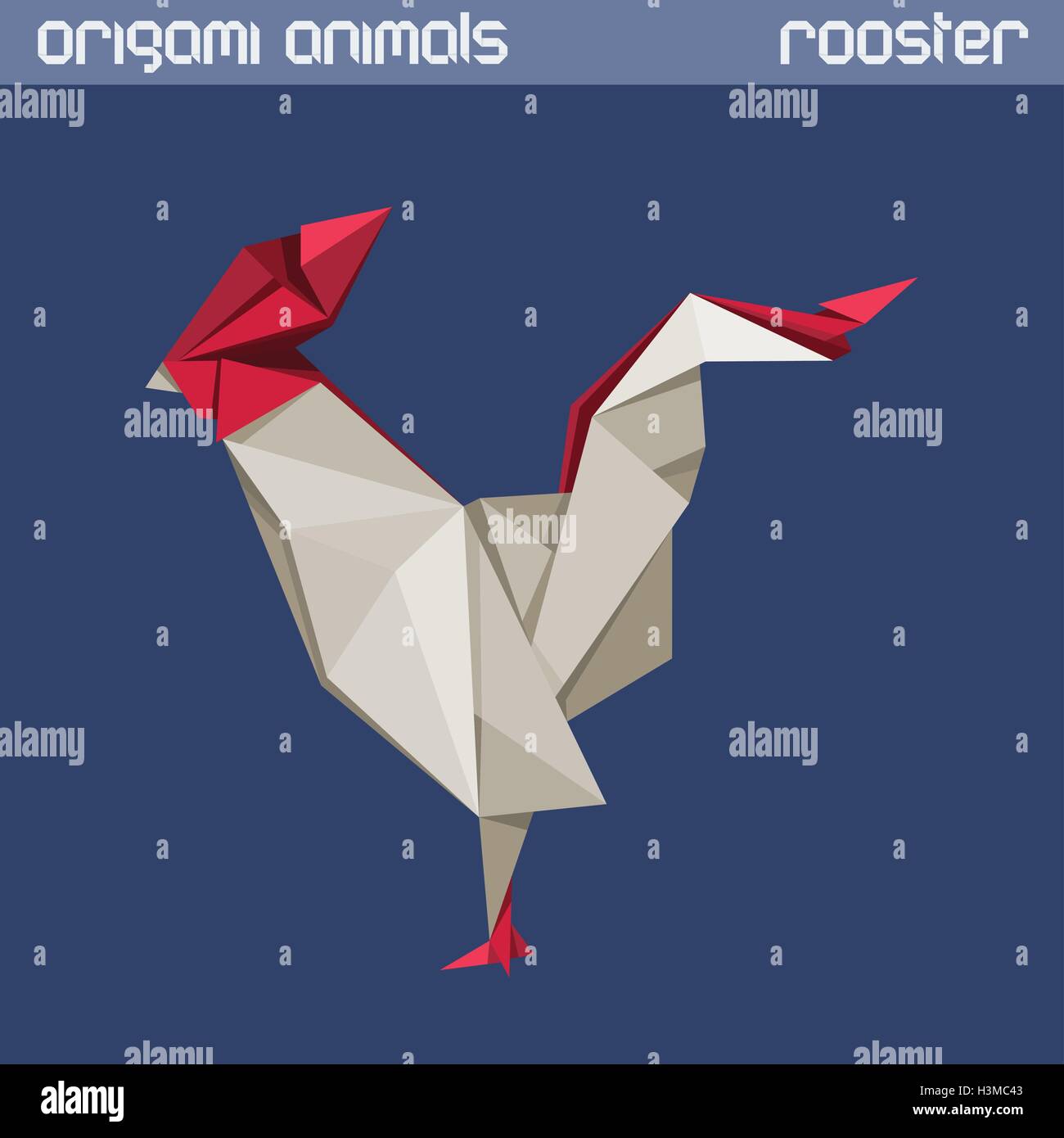 Vector origami isolated animal. White triangle Rooster Stock Vector ...