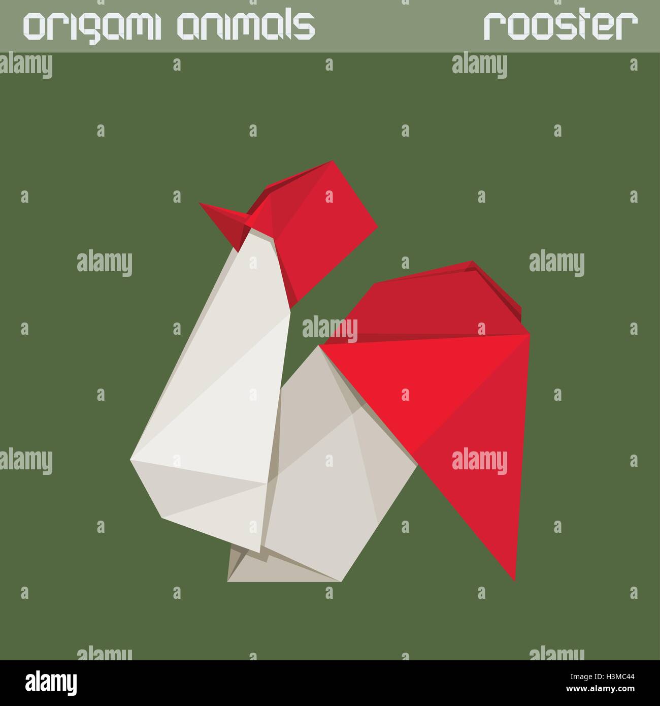 Vector origami isolated animal. White triangle Rooster Stock Vector ...