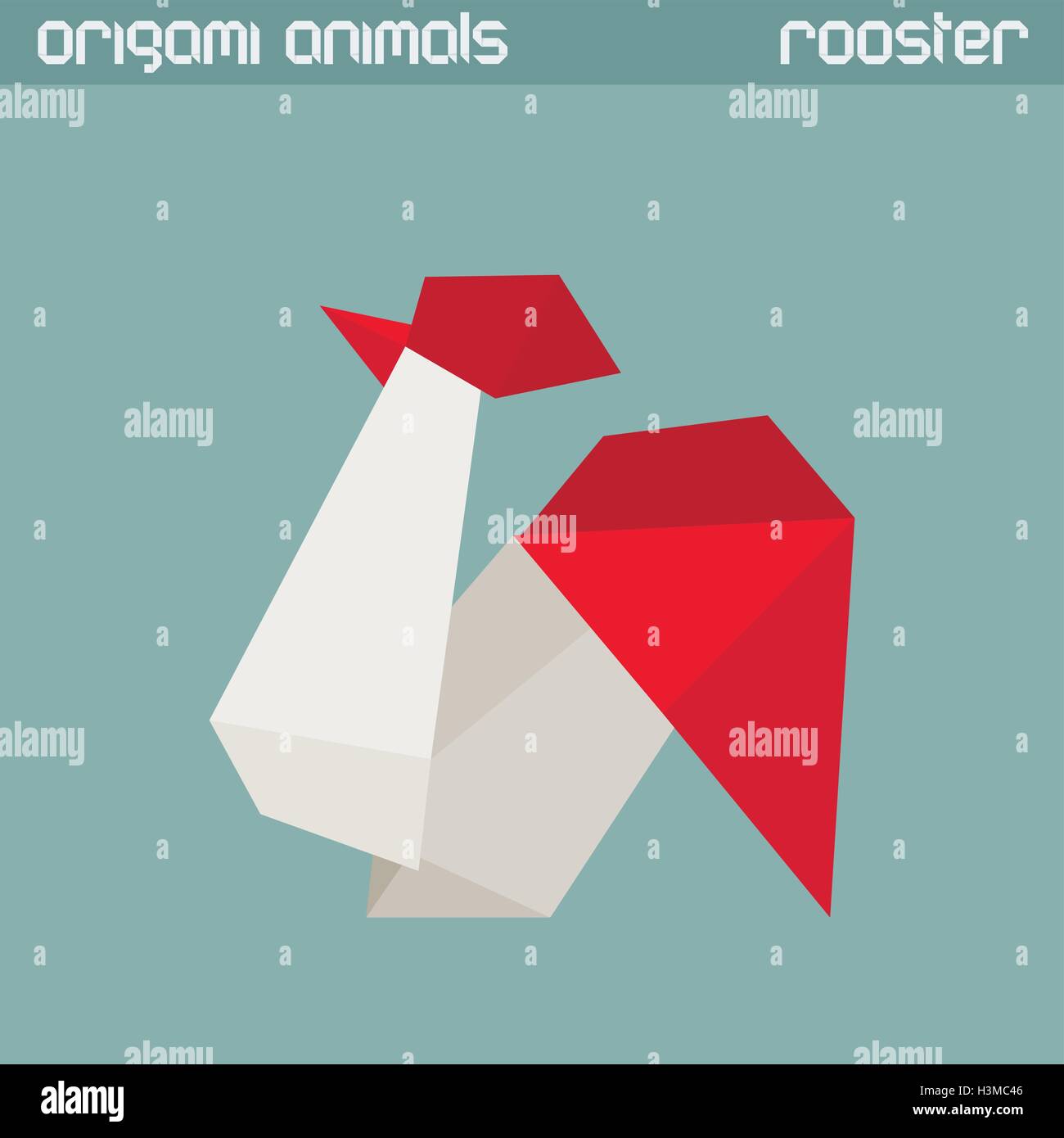 Vector origami isolated animal. White triangle Rooster Stock Vector ...