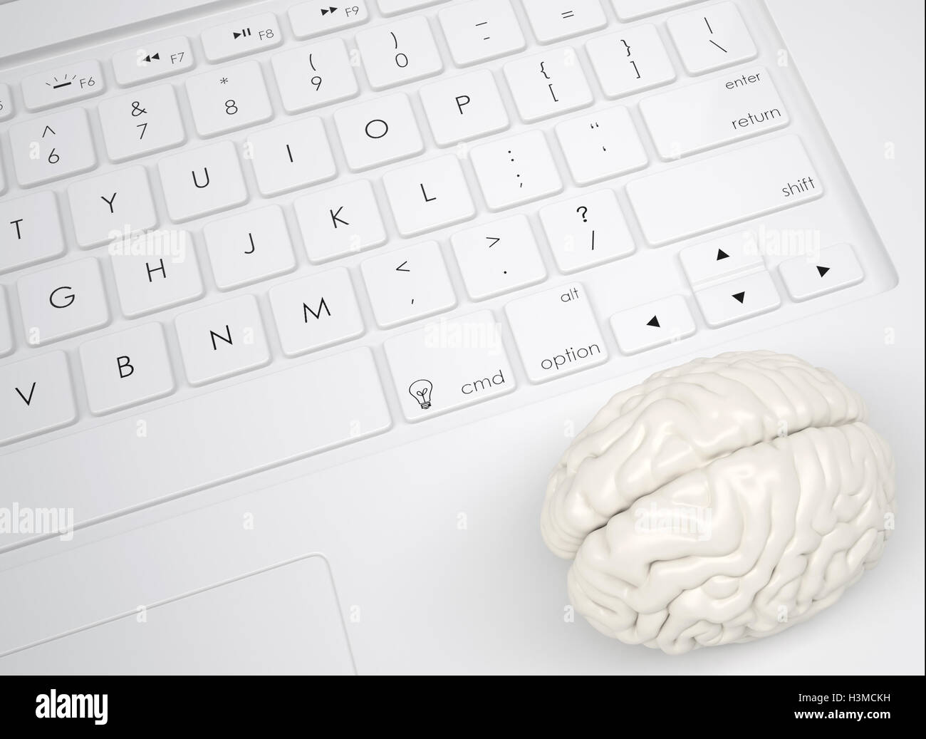 White brain on the keyboard Stock Photo - Alamy