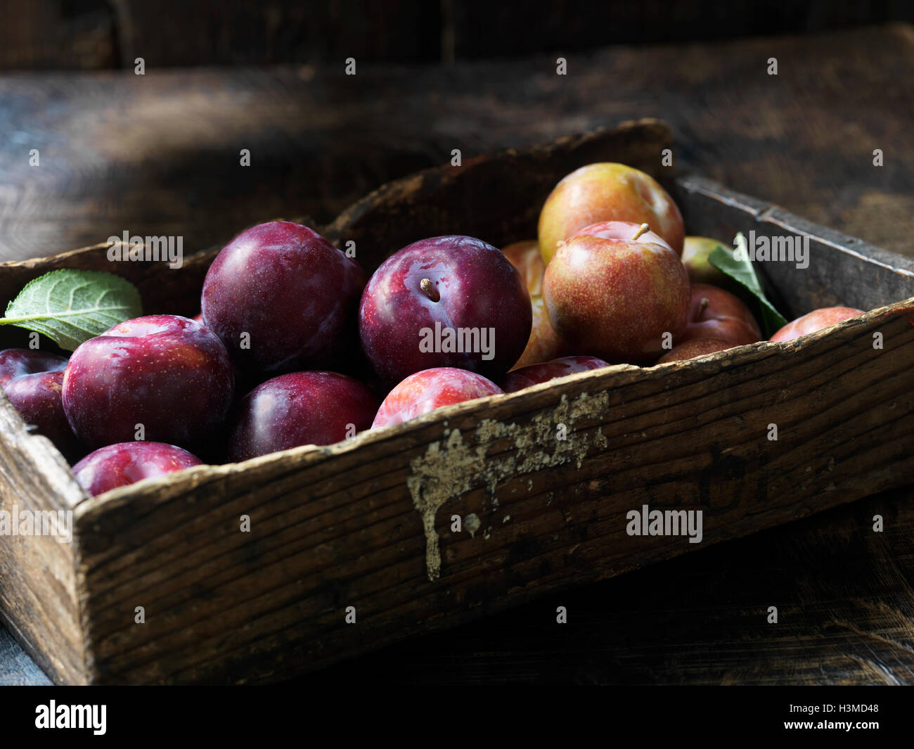 Fresh organic fruit, plums and apples Stock Photo - Alamy