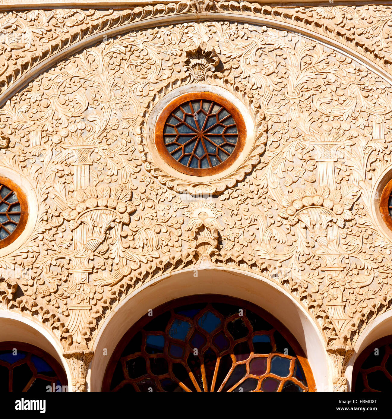 blur in iran kashan the old persian architecture window and glass in ...